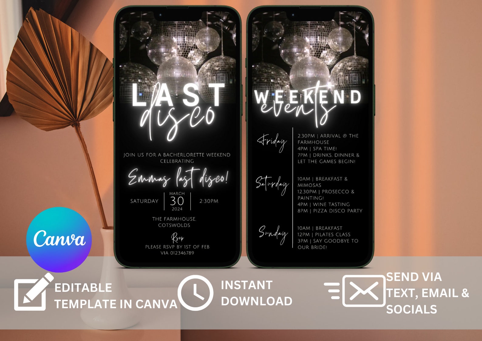 Silver Last Disco Hen Do Party Invitation Digital Download ...