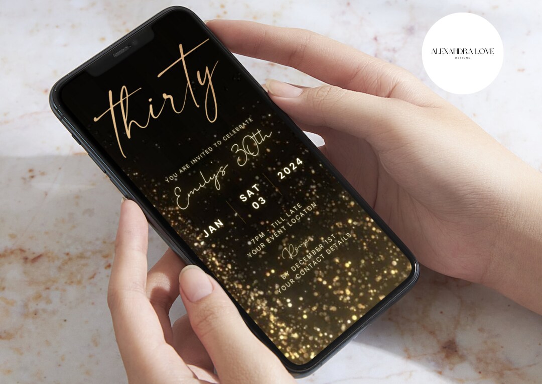 30th Birthday Invite Digital, 30th Birthday Party Invitation, Gold Foil ...
