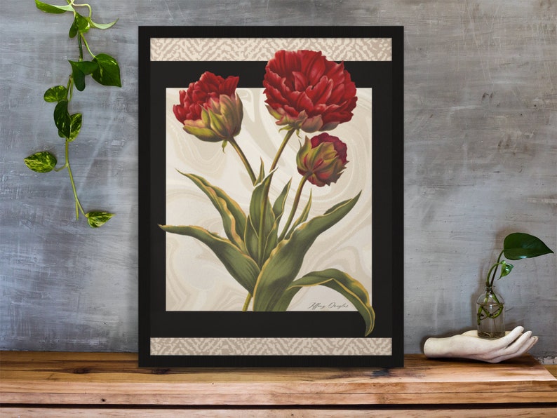 Vintage Red Flower Wall Art Downloadable Art Wall Decor Wall Decor Gift ...