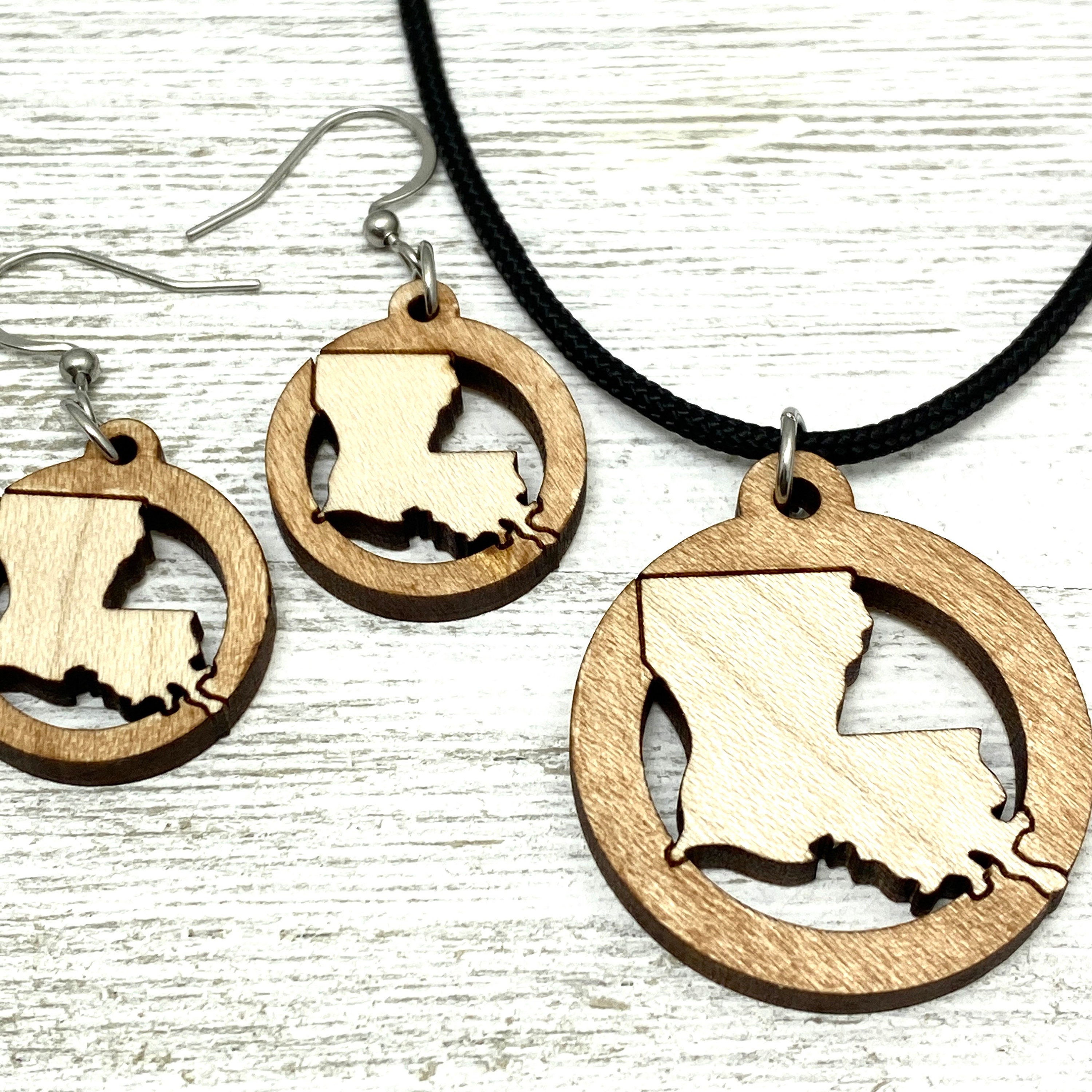 Louisiana Pendant and Earrings Set SVG Louisiana Laser - Etsy