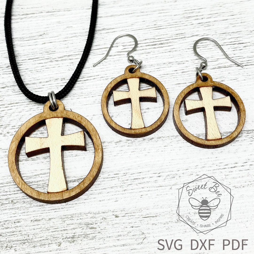 Cross Pendant and Earring Digital File Set, Celtic Cross Laser Pendant ...