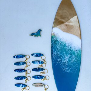 Surfboard Keychain ~ Ocean Theme Bag Charm With Clasp ~ Surf Beach ...