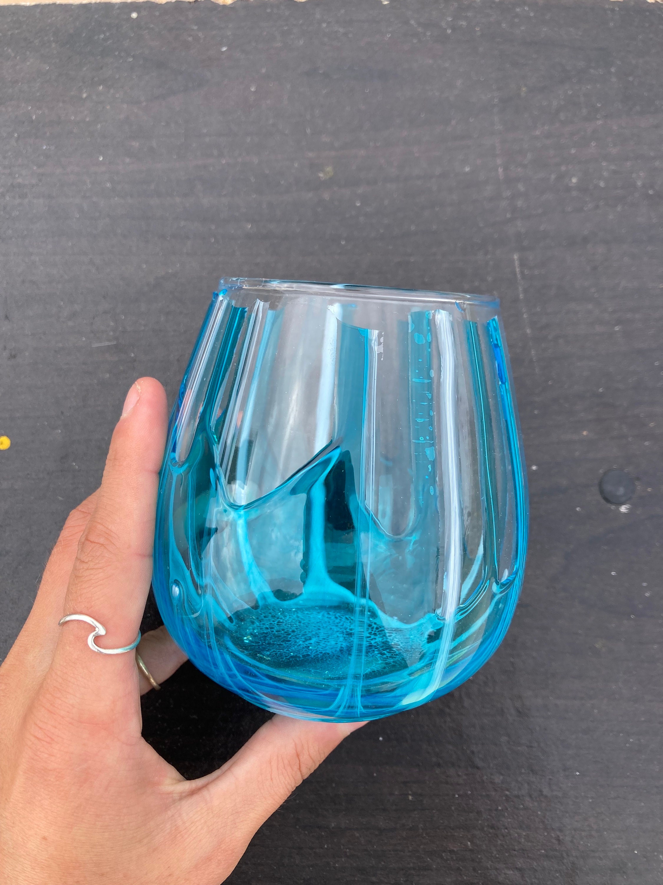 Ocean Wave Stemless Wine Glass Drippy Beach Theme Resin - Etsy