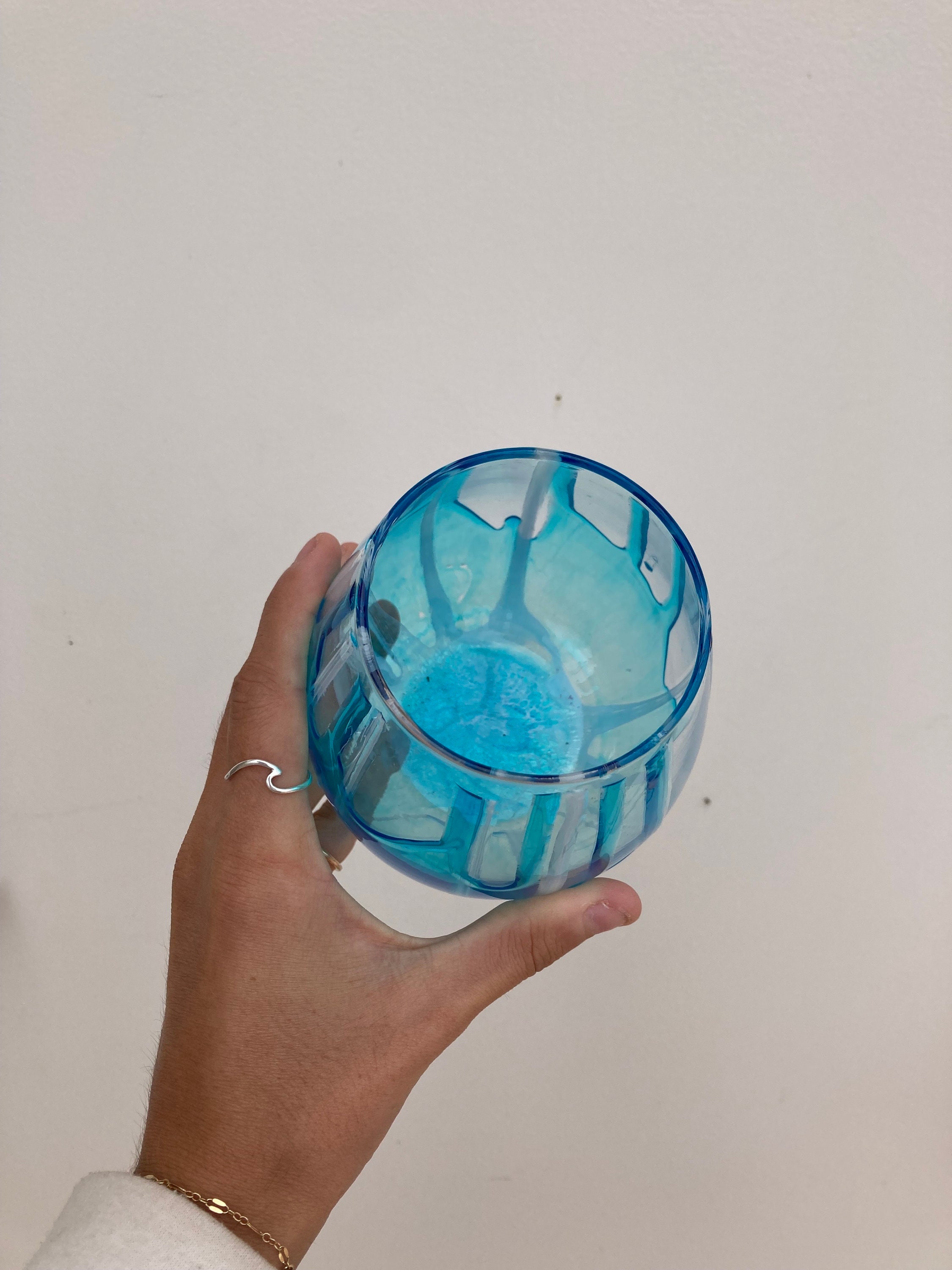 Ocean Wave Stemless Wine Glass Drippy Beach Theme Resin - Etsy