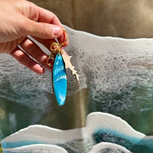 Surfboard Keychain ~ Ocean Theme Bag Charm With Clasp ~ Surf Beach ...