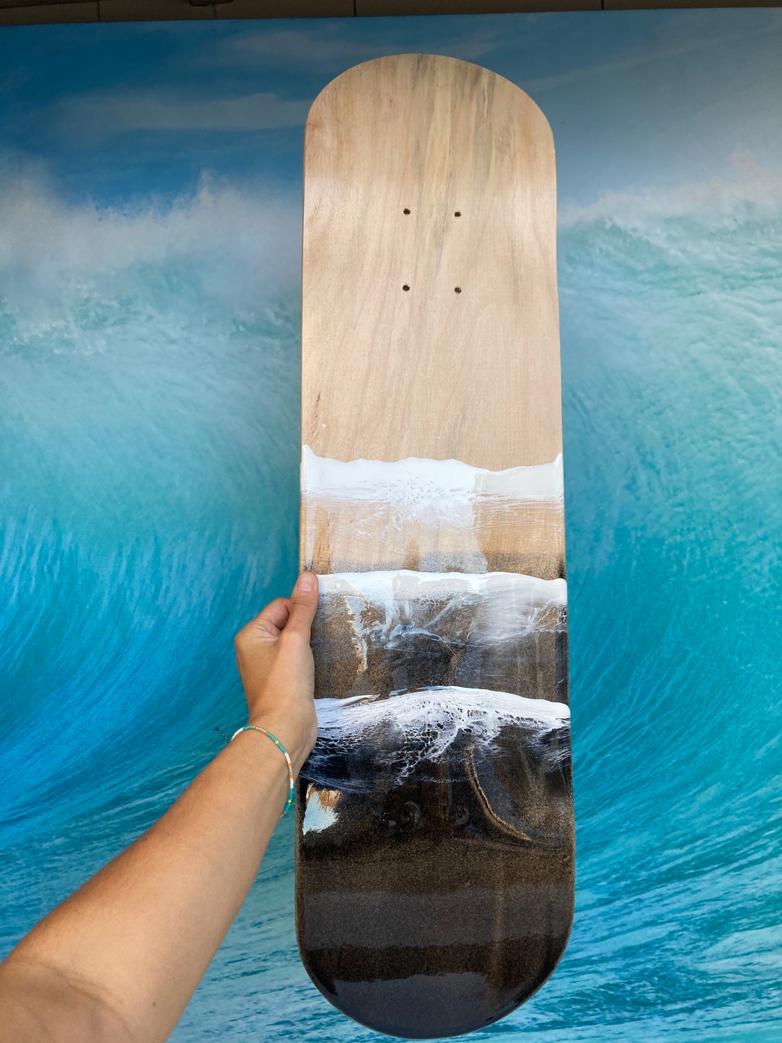Wave Skate Board Deck Wall Art Hanging Shelf Ocean Theme - Etsy