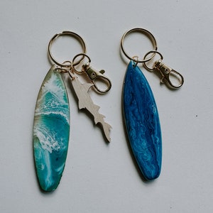 Surfboard Keychain ~ Ocean Theme Bag Charm With Clasp ~ Surf Beach ...