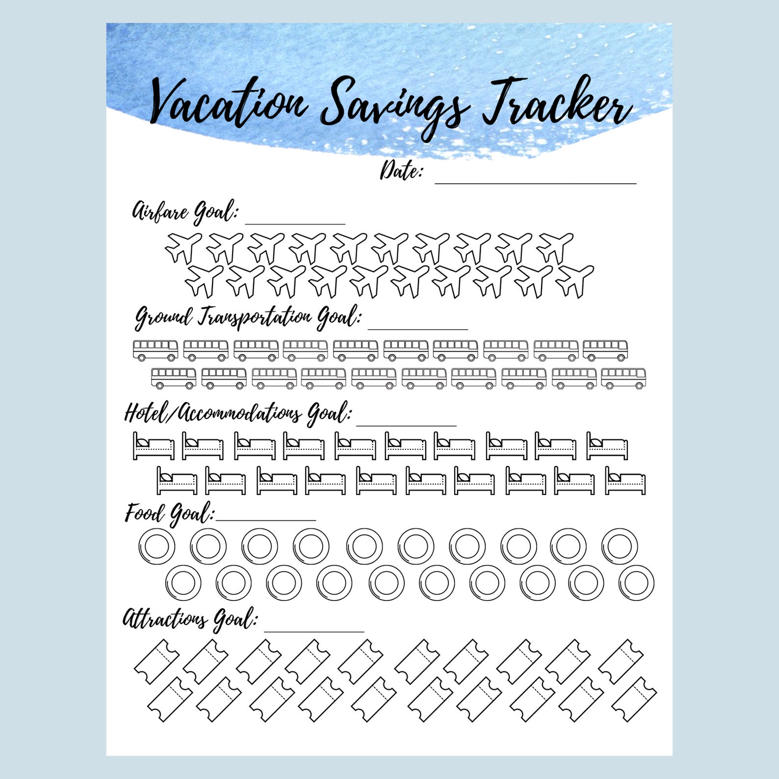 Vacation Savings Tracker Printable, Letter Size - Etsy