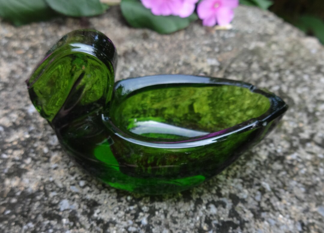 1940s French, Green Glass Swan Open Salt Dip, Cellar, Dish! - Etsy