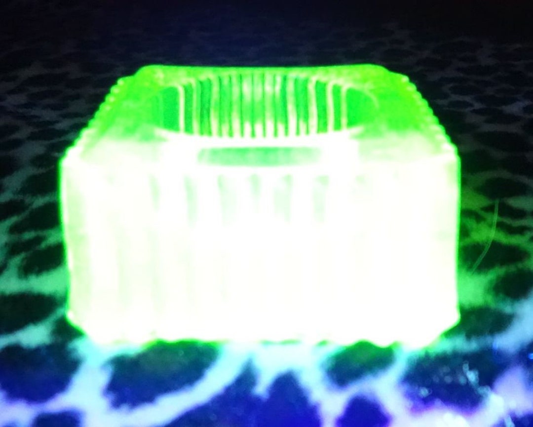 Bright Yellow Uranium/vaseline Square Glass Open Salt Dip, Cellar, Dish ...