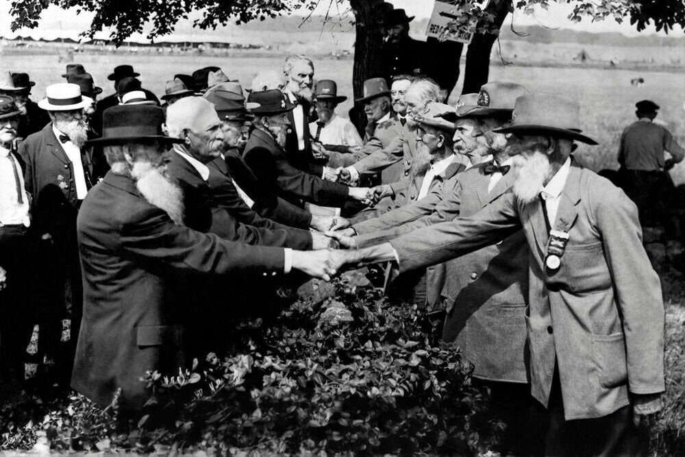 Historical Civil War Poster Print: Veterans Handshake Across - Etsy