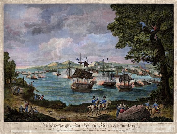 Naval Battle on Lake Champlain plattsburgh by Hugh Reinagle - Etsy