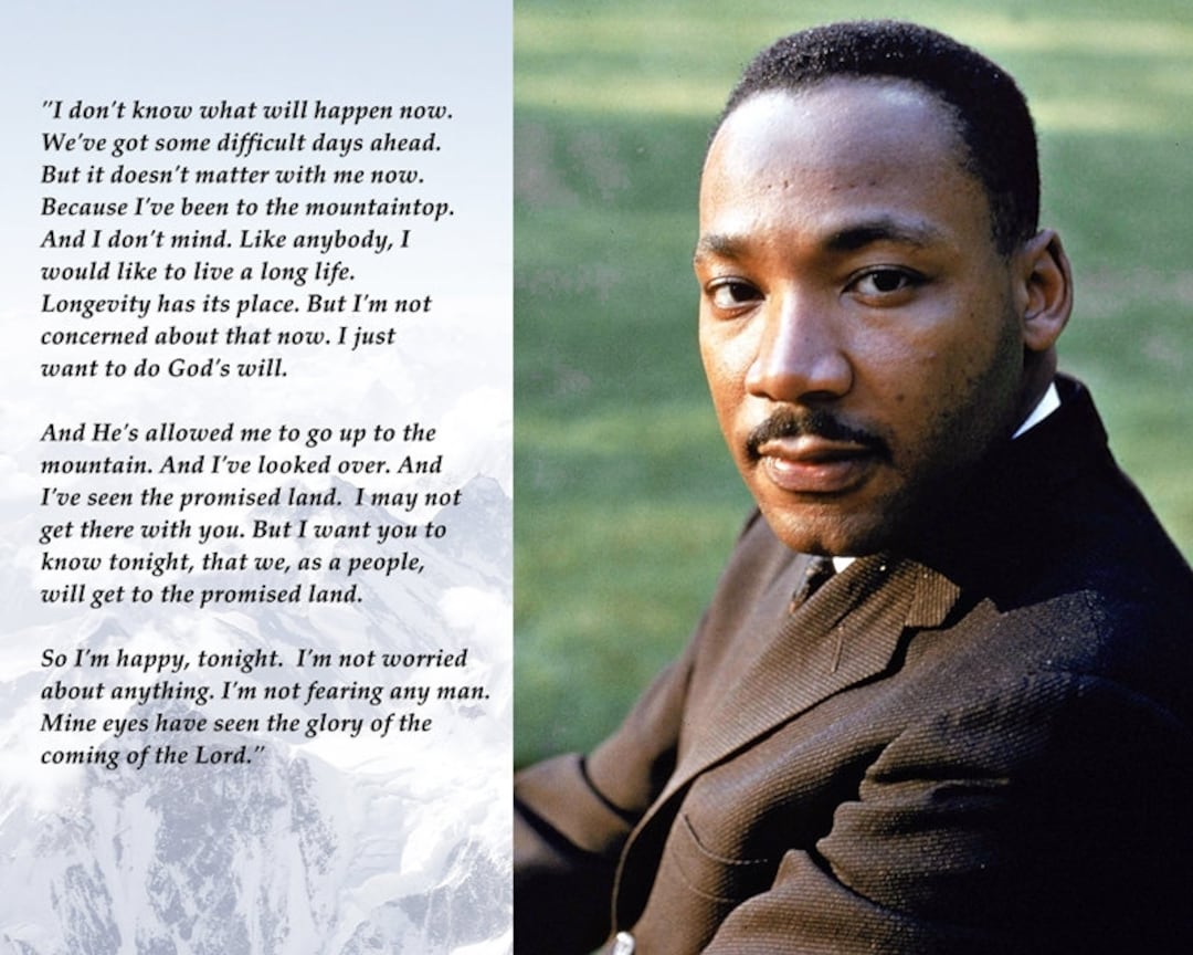 Civil Rights Leader Martin Luther King Jr. With "mountain Top" Speech ...
