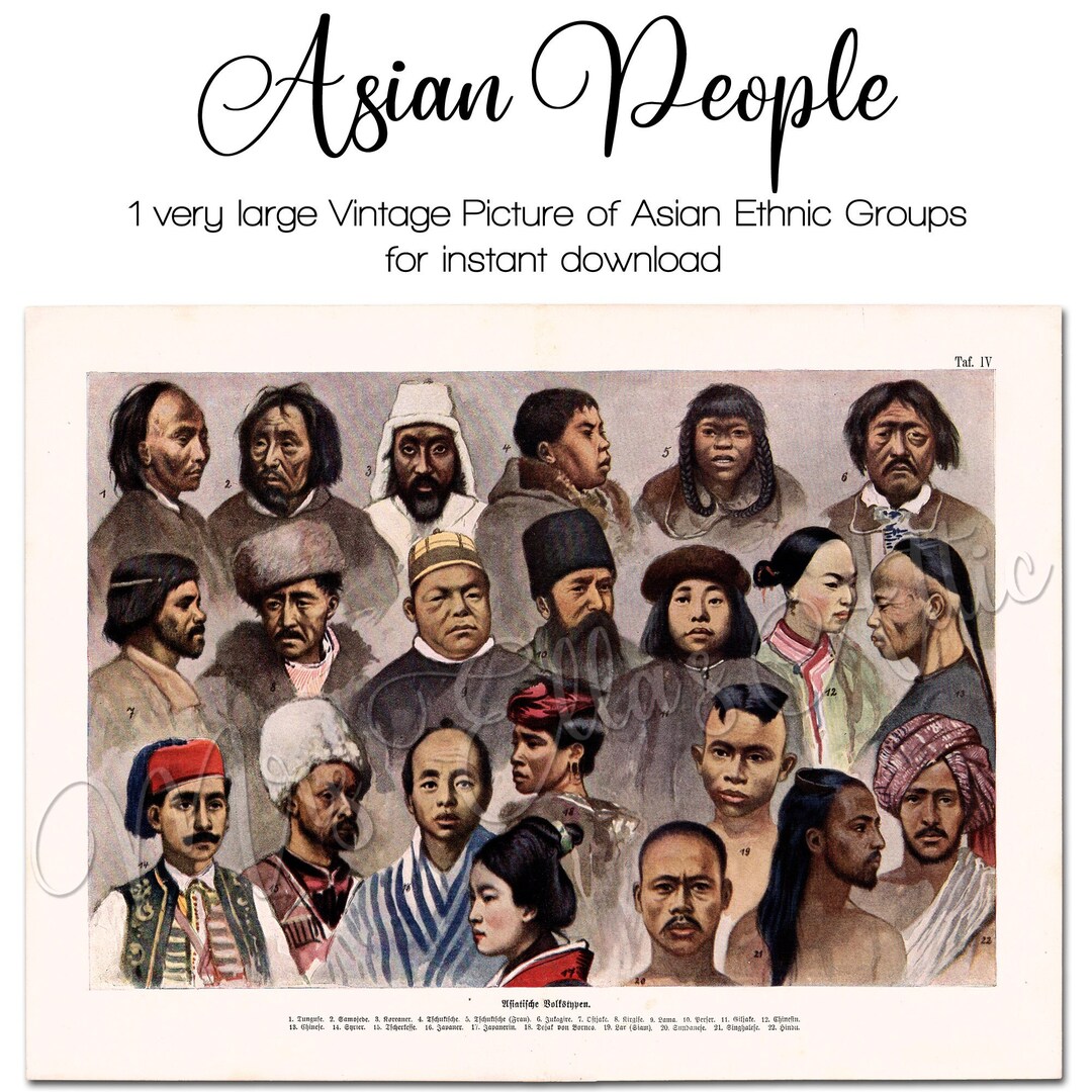 Vintage Poster | Asian Ethnic Groups | 40 X 30 Cm | 16 X 12 in ...