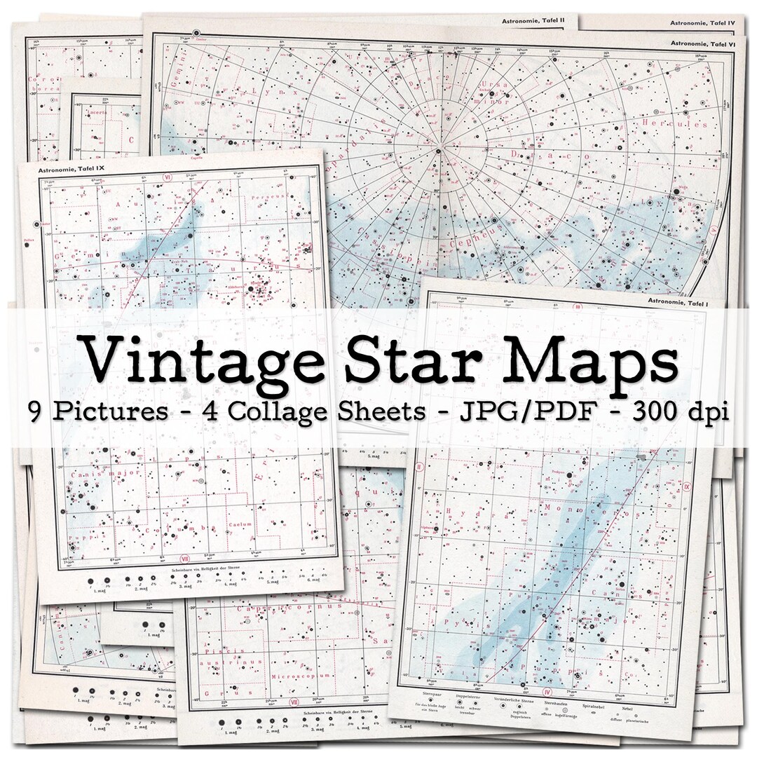 Vintage Astronomical Star Charts | Astronomical Tables | Ephemera 1960s ...