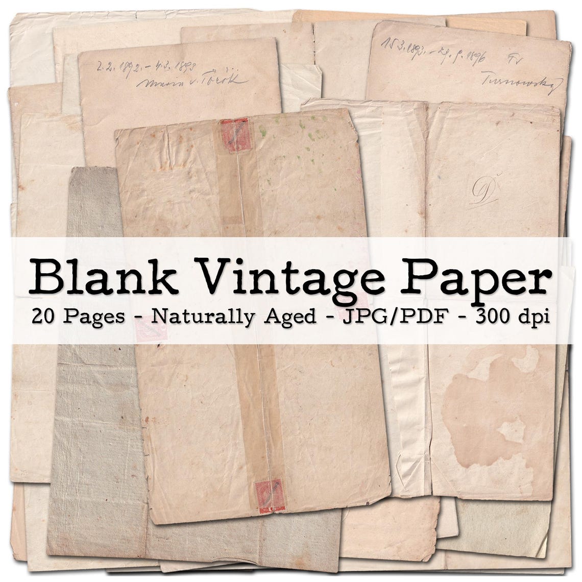 Blank Vintage Papers | 1880s - 1930s Ephemera | Naturally Aged | Junk ...