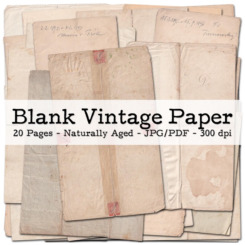Blank Vintage Papers | 1880s - 1930s Ephemera | Naturally Aged | Junk ...