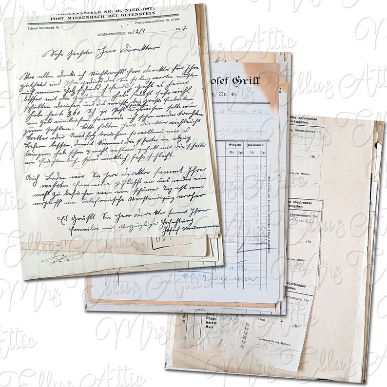 Vintage Paper Stacks | 1900s - 1940s Ephemera | Notes, Invoices, Forms ...