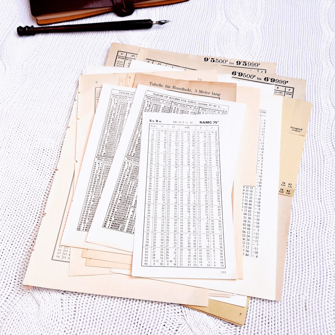 Vintage Ephemera | Numbers & Tables | 25 or 50 Pcs | 1890s - 1970s ...