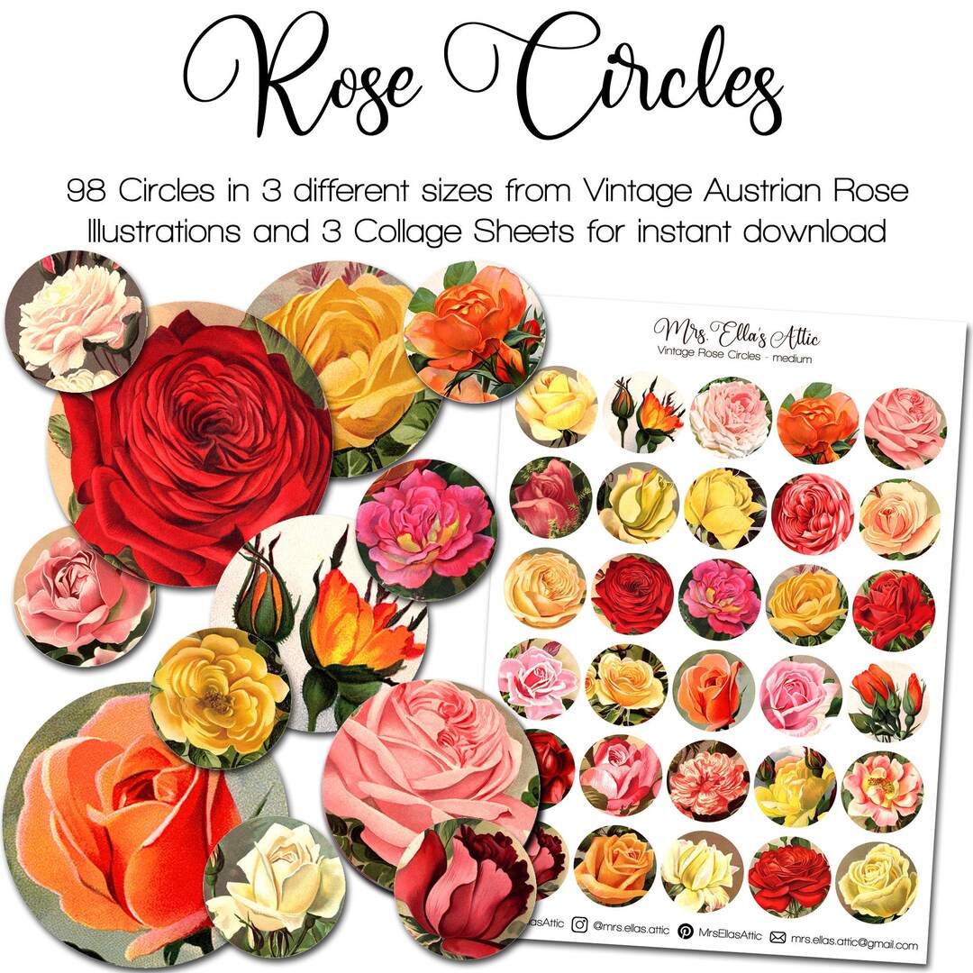 Vintage Labels With Roses 3 Sizes Junk Journal Kit Ephemera 1900 1930 ...