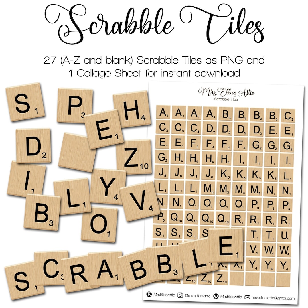 Scrabble Letters | A-Z and Blank | English Point Count | Junk Journal ...