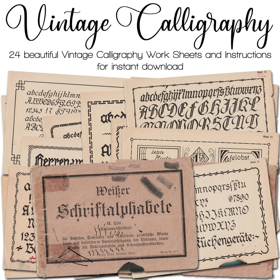 Vintage Calligraphy Work Sheets | Advertisement Fonts | Ephemera 1950s ...