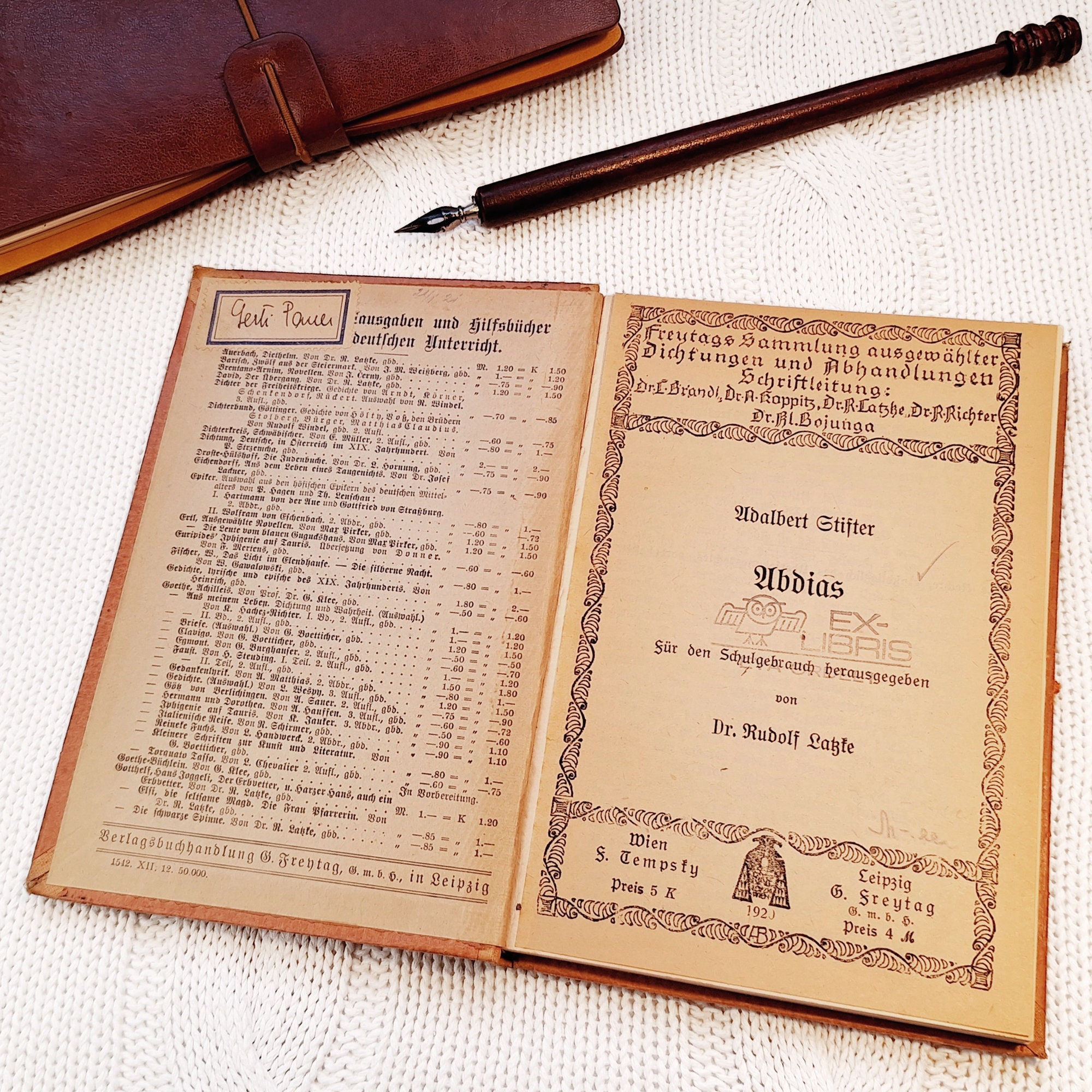 Vintage Book abdias Adalbert Stifter Ephemera 1920 Austrian Literature ...