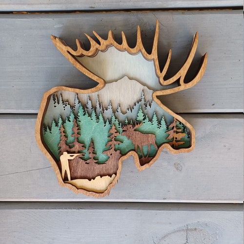 Digital Svg File Glowforge Laser Cut Multi Layer Bear Hunting Etsy