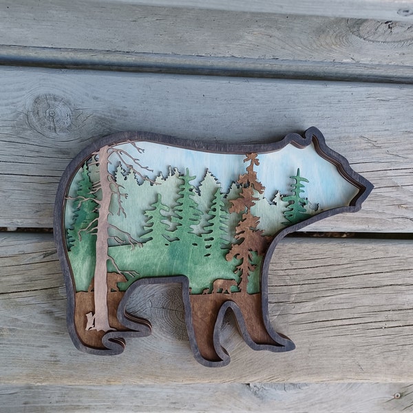 Multi Layer Bear Laser File - Etsy