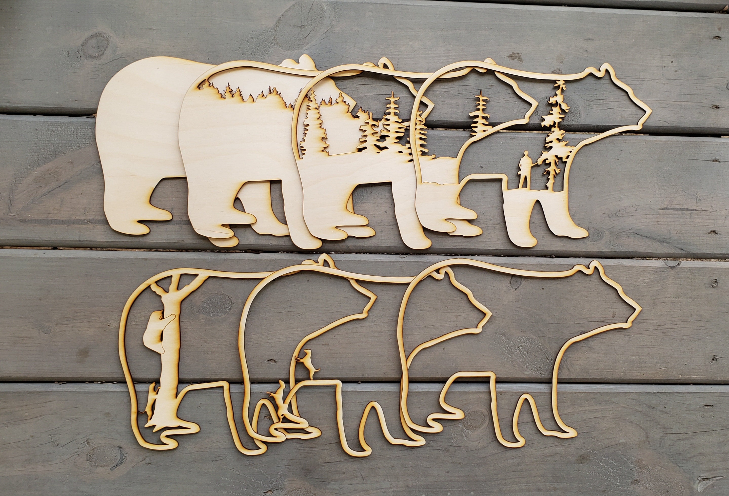 Digital Svg File Glowforge Laser Cut Multi Layer Bear Hunting Etsy