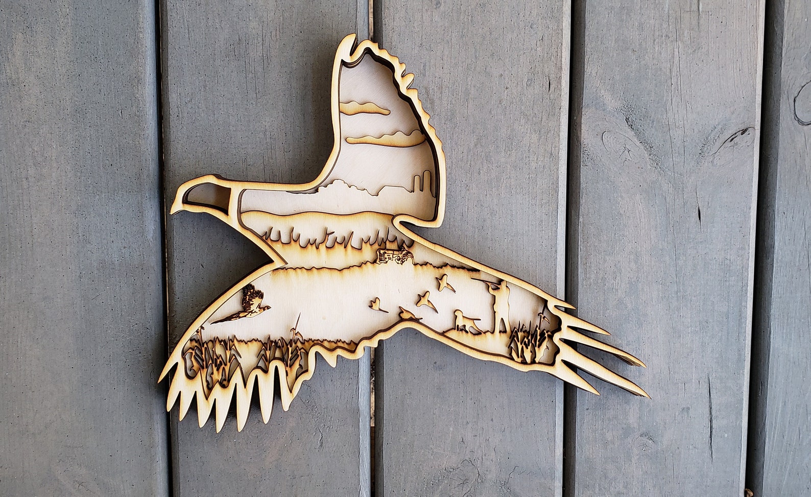 Digital Svg File Glowforge Laser Cut Layered Pheasant Hunting Etsy