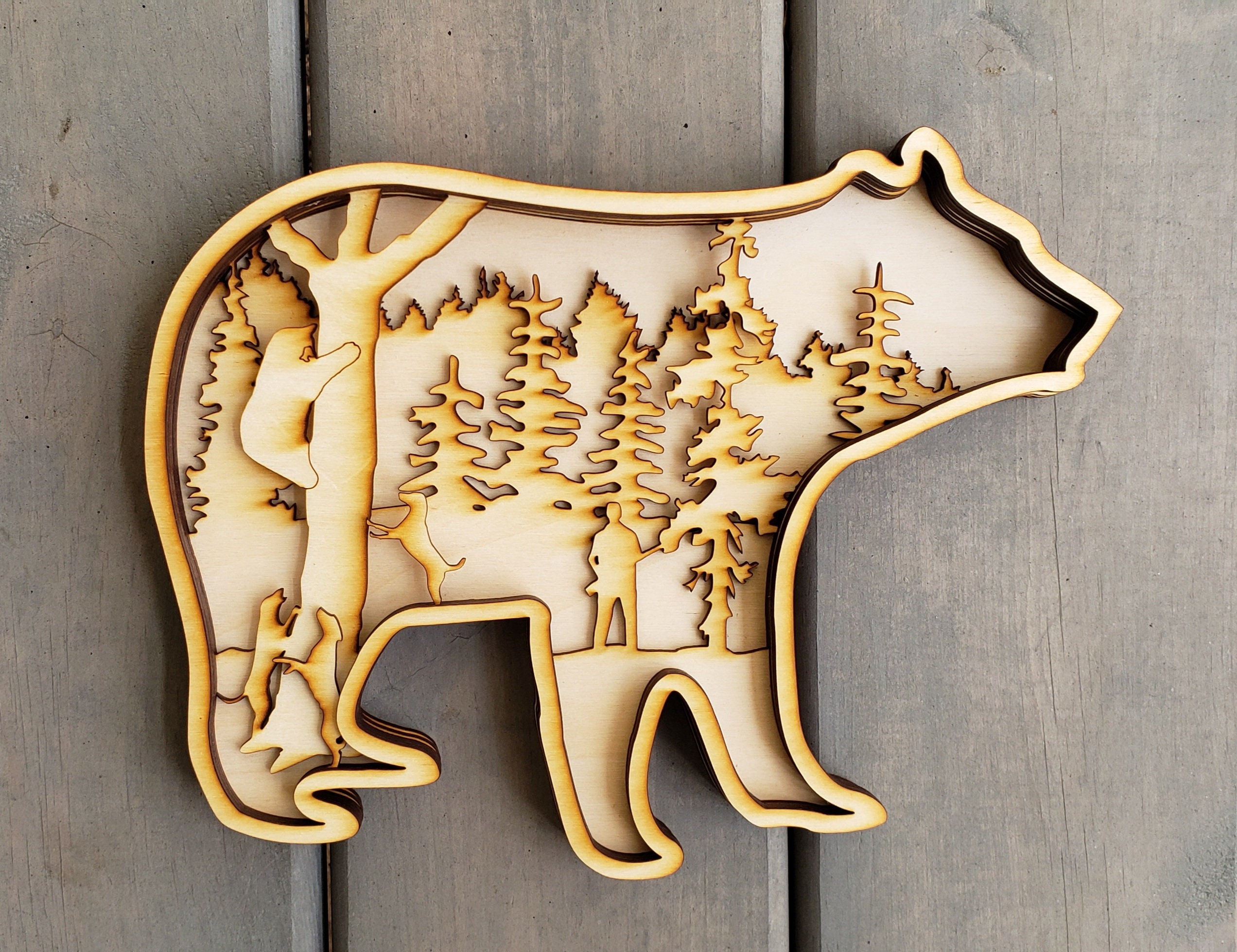 Digital Svg File Glowforge Laser Cut Multi Layer Bear Hunting Etsy Canada