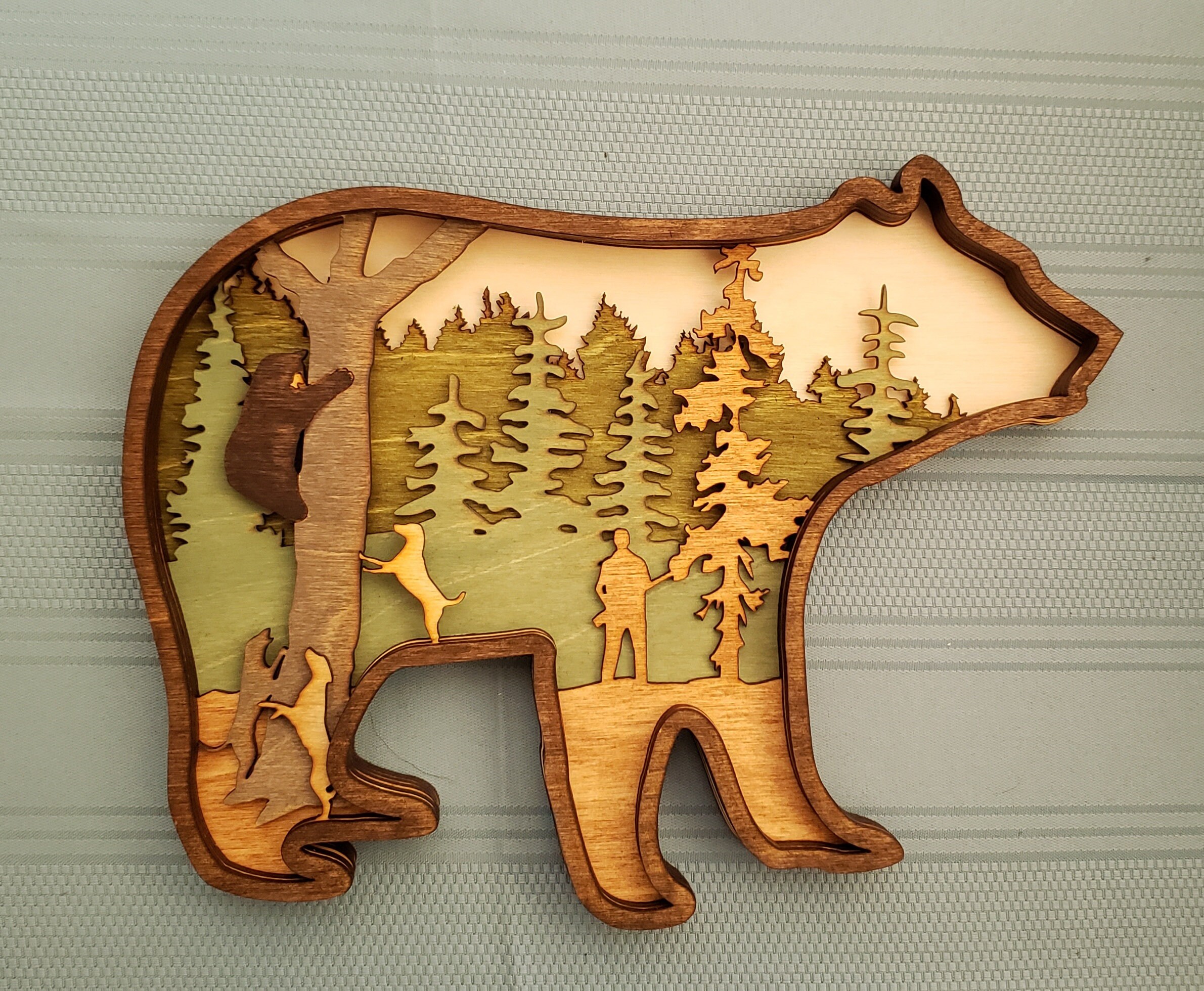 Digital Svg File Glowforge Laser Cut Multi Layer Bear Hunting Etsy Canada