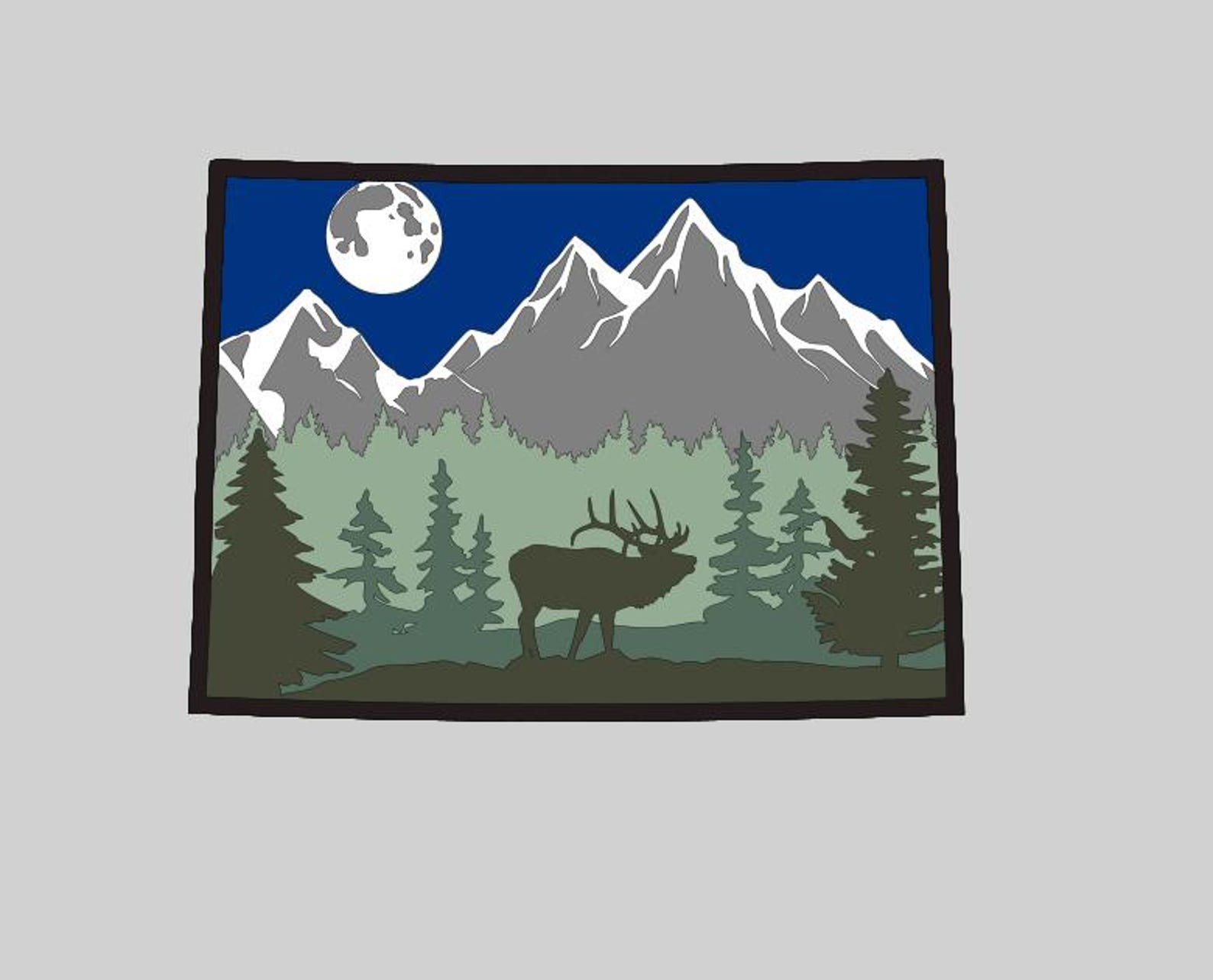 DIGITAL SVG FILE Glowforge Laser Cut Colorado Elk Moon Mountain Multi ...