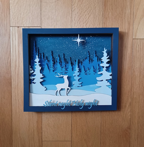 Digital Svg File Glowforge Laser Cut Christmas Winter Scene Etsy