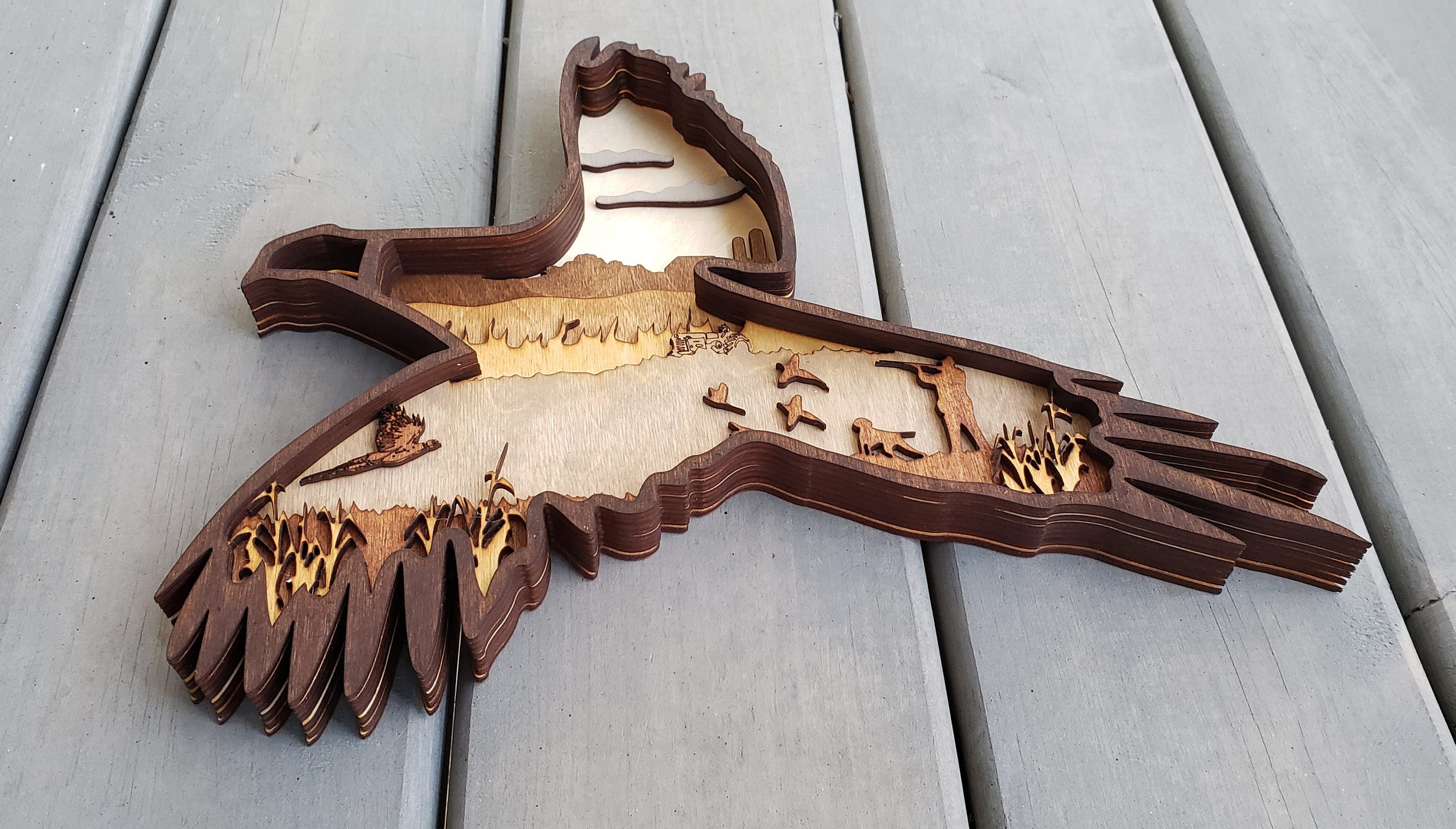 DIGITAL SVG FILE Glowforge Laser Cut Layered Pheasant Hunting Scene ...