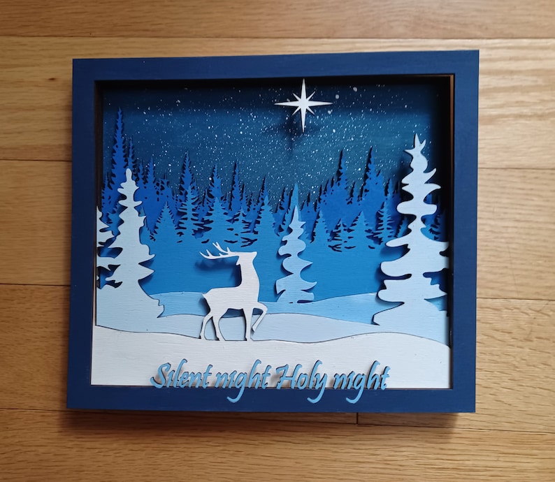 DIGITAL SVG FILE Glowforge Laser Cut Christmas Winter Scene Reindeer ...