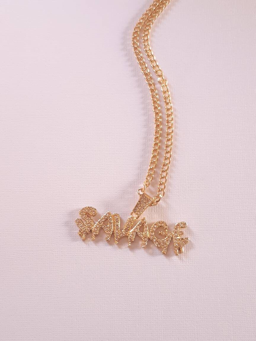 Savage rhinestone drip chains | Etsy