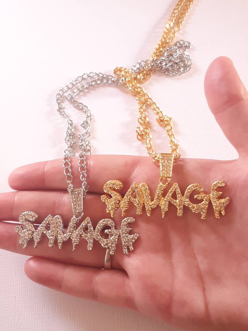 Savage rhinestone drip chains | Etsy
