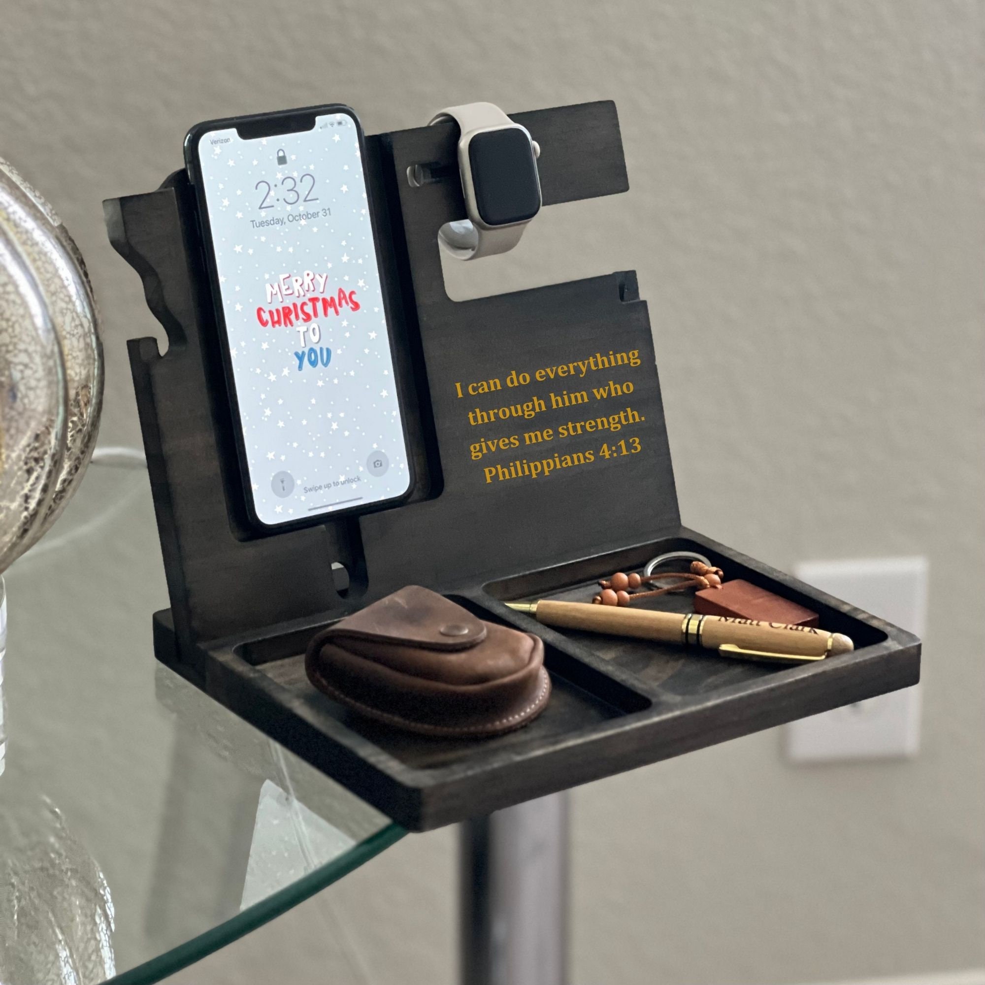 Personalized Docking Station Men, Gift for Men, Wooden Docking Station ...