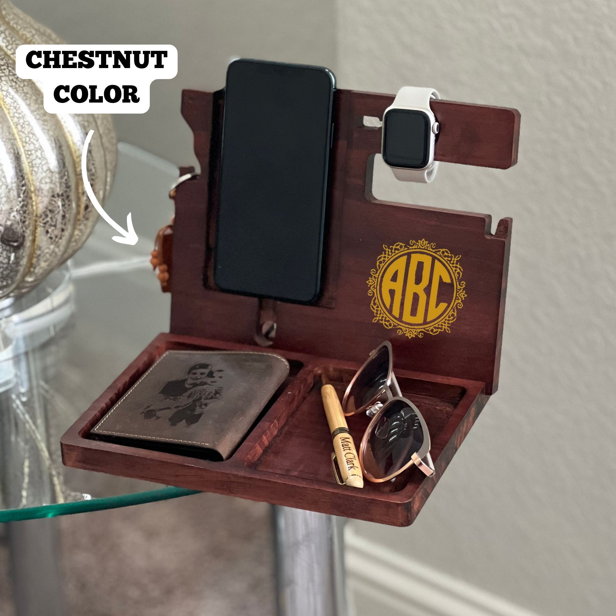 Personalized Docking Station Men, Gift for Men, Wooden Docking Station ...