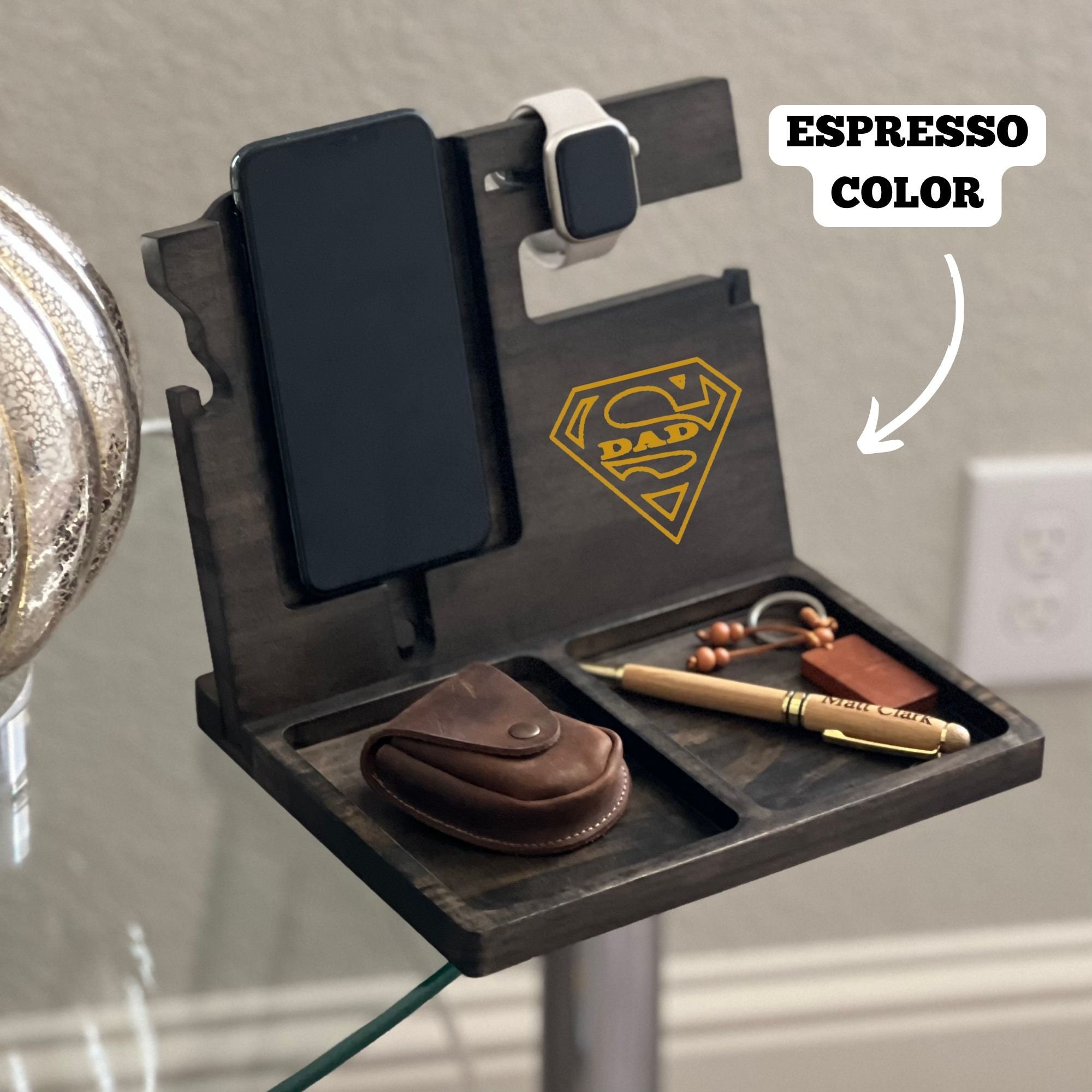 Personalized Docking Station Men, Gift for Men, Wooden Docking Station ...