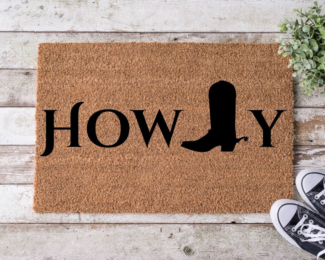 Door Mat Howdy, Cowboy Boot, Welcome Door Mat, Howdy Mat, Closing Gift ...