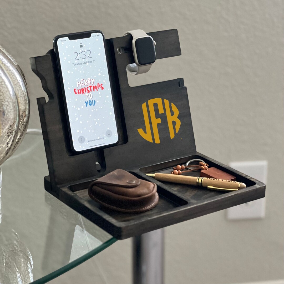 Personalized Christmas Gift for Him Cell Phone Docking Charging Station Stand Tech Accessory ...