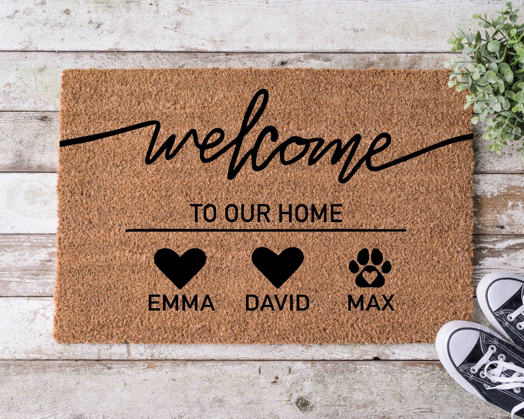 Personalized Heart Paw Doormat | Custom Coir Welcome Mat | Pet Lover ...