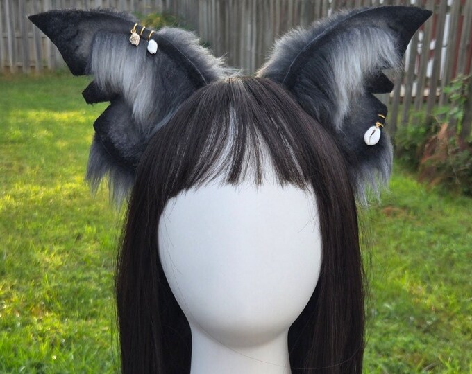 MTO Gray Siren Ears | Gray and Black Water Creature Ears | Fantasy Ears ...