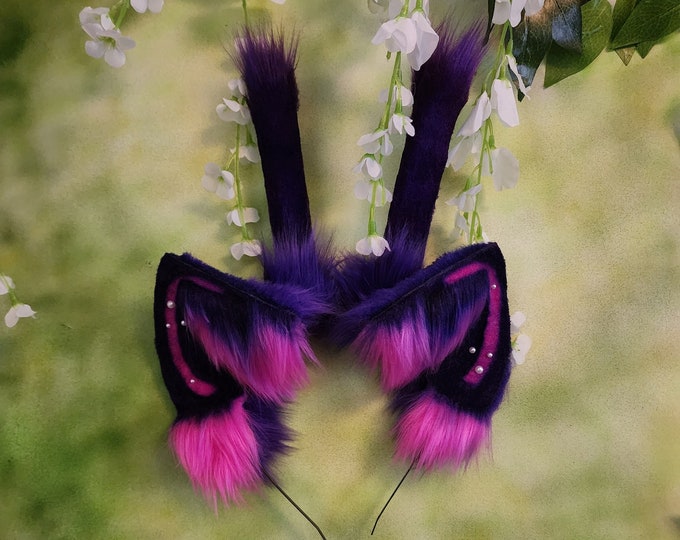 MTO Hot Pink and Purple Alien Cat Ears With Antennas | Alien Neko Ears ...