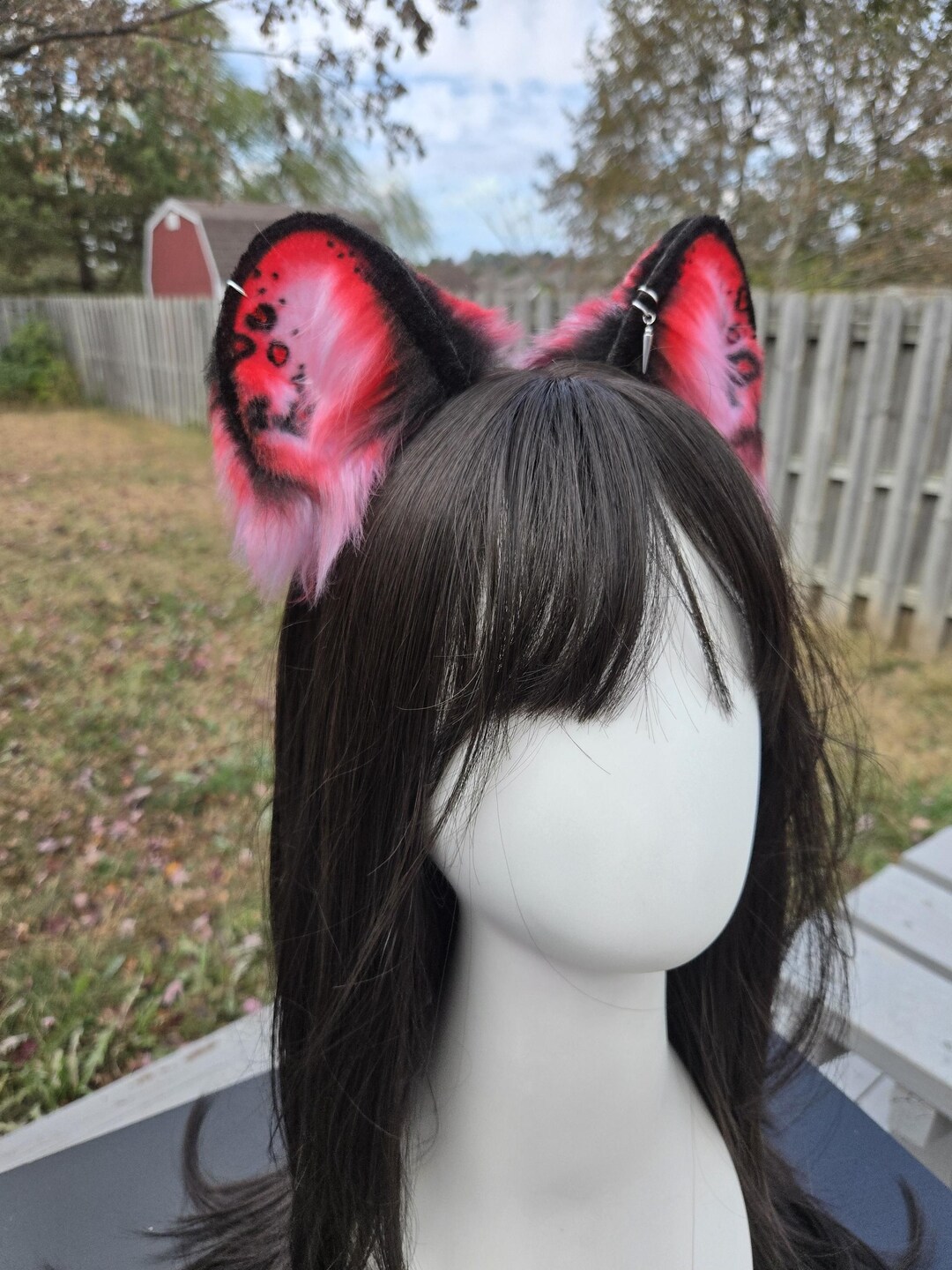 Red Leopard Ears | Red and White Leopard Ears | Red Cat Ears | Big Cat ...