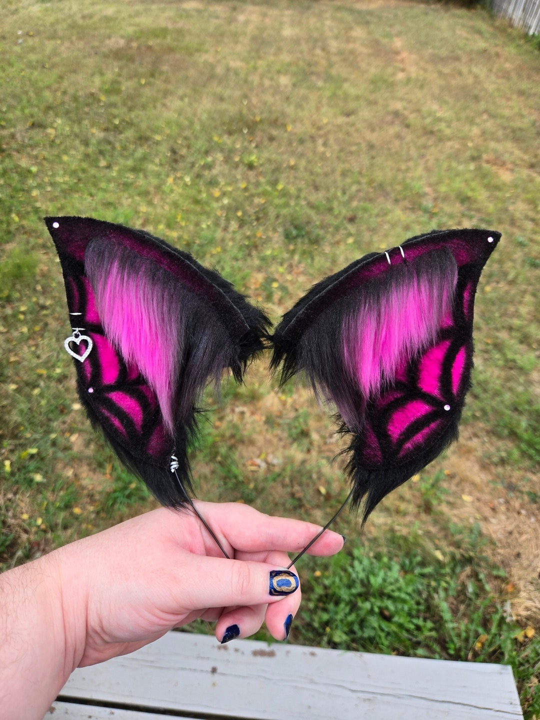 MTO Pink and Black Webbed Bat Ears Pink Vampire Bat Ears Vampire ...