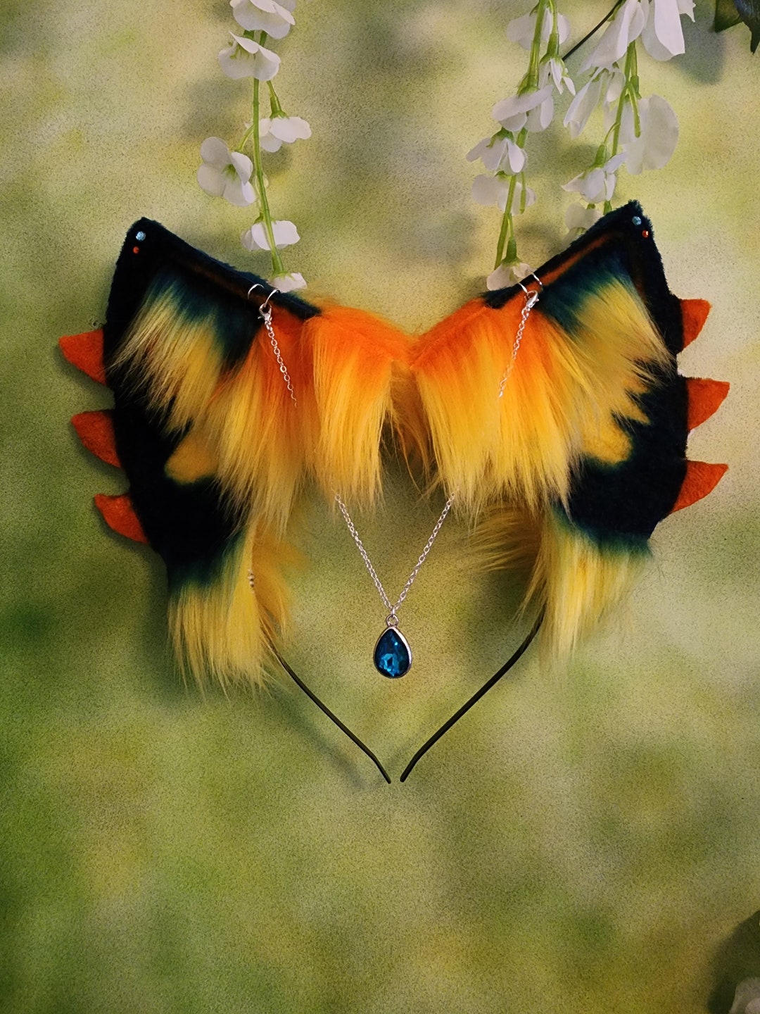 MTO Yellow and Blue Deep Space Horned Fox Ears Fantasy Ears Alien Fox ...